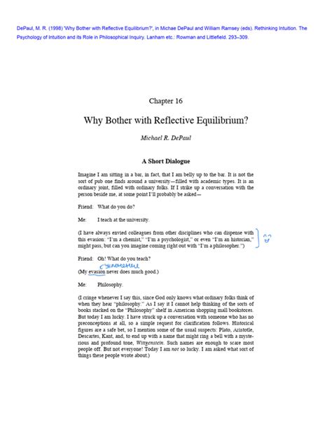 Depaul Why Bother With Reflective Equilibrium Pdf Rationality Epistemology