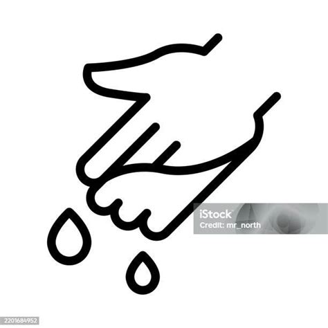 더러운 손 아이콘 얇은 선 스타일 벡터 일러스트 레이 션 그래픽 디자인 검은색에 대한 스톡 벡터 아트 및 기타 이미지 검은색 고립 색상 더러운 Istock
