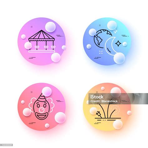 Fireworks Sleep And Carousels Minimal Line Icons For Web Application Printing Vector Stock