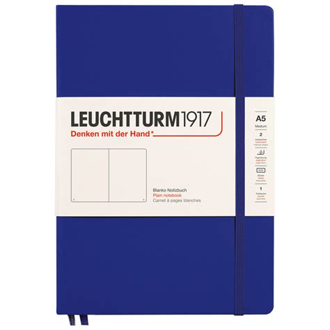 LEUCHTTURM1917 Notebook Medium A5 Hardcover 5 3 4 X8 1 4 Plain Ink
