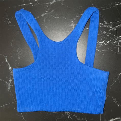 Zara Blue Halter Crop Top Ribbed Fair Quality Some Depop