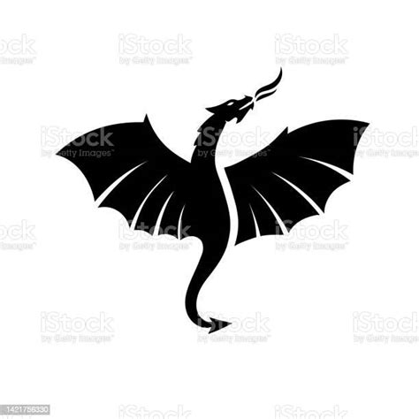 플라잉 드래곤 벡터 일러스트레이션의 실루엣 용에 대한 스톡 벡터 아트 및 기타 이미지 용 날기 장식품 Istock