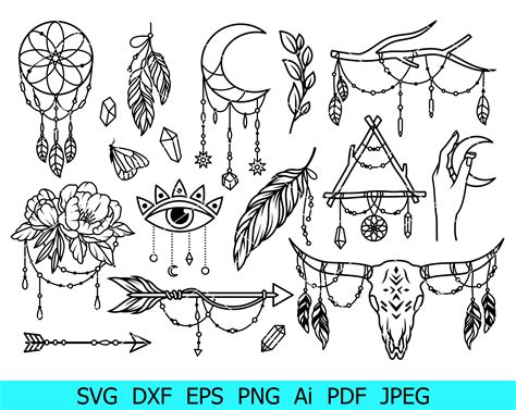 Boho Elements Svg Boho Svg Bundle Boho Png Bundle Boho Silhouette
