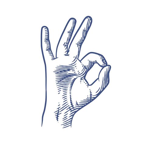 OK Hand Gesture Line Art Vector Illustration 6044767 Vector Art At Vecteezy