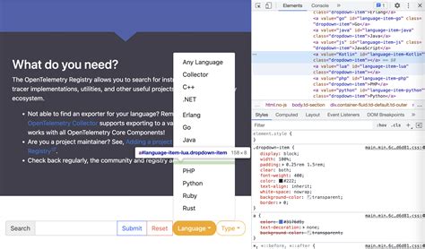 registry language dropdown has empty entries · issue 1349 · open