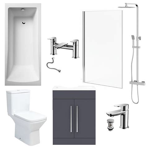 Complete Bathroom Suite 1700mm Bath And Shower Combination With Chrome