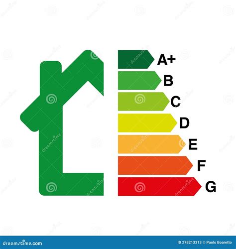 Energy Efficient House Concept With Classification Graph Sign Stock