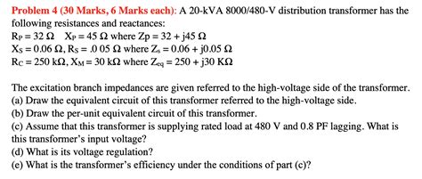 Solved Problem 4 30 Marks 6 Marks Each A 20 Kva