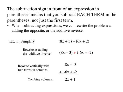 Ppt Subtracting Linear Expressions Powerpoint Presentation Free