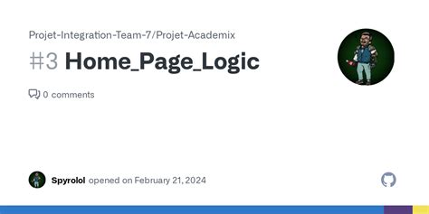 Home Page Logic Issue 3 Projet Integration Team 7 Projet Academix