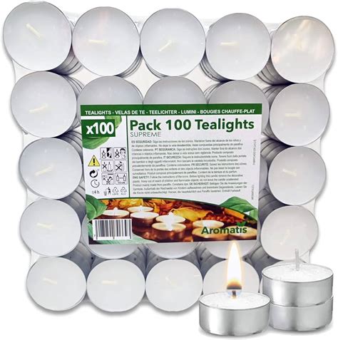 Aromatis 100 X Bougies Chauffe Plat Bougies Blanches Individuelles