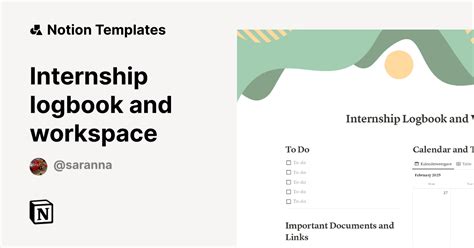 Internship Logbook And Workspace Template By Anna Notion Marketplace