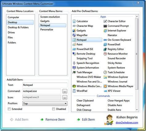 Customize Context Menu Of Files Folders Drives And Desktop In Windows 7