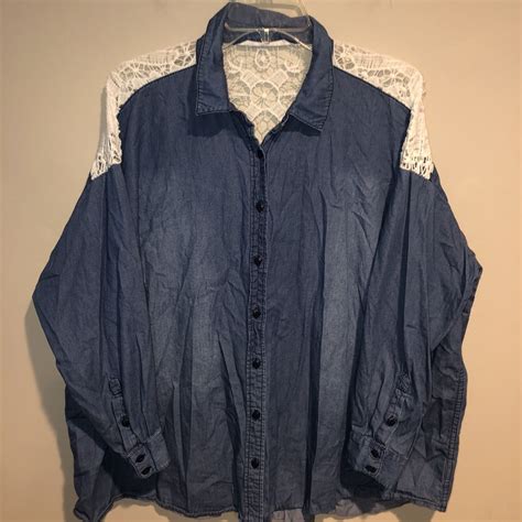 Hippie Laundry Plus Woman Soft Chambray Tunic Shirt W… Gem