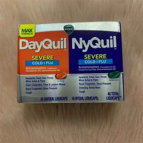 Vicks Dayquil And Nyquil Severe Liquicapscoughcold And Flu Relief 48 Ct