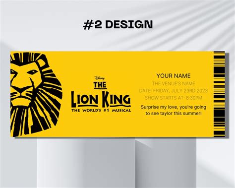 The LION KING Ticket Editable Musical Ticket Custom Faux Event