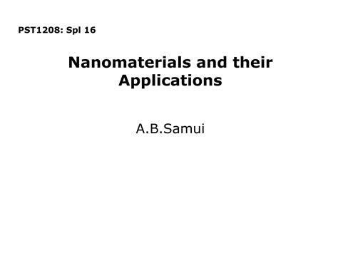 Nanomaterials Synthesis And Technology 1 Ppt