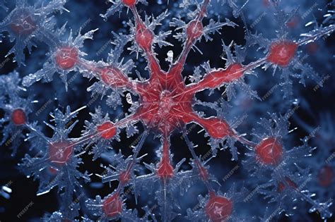 Premium Ai Image Snowflake In Microscopic View