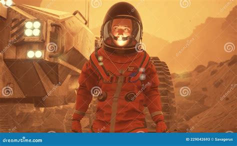 An Astronaut Meets The Dawn On An Alien Desert Planet The Man Was