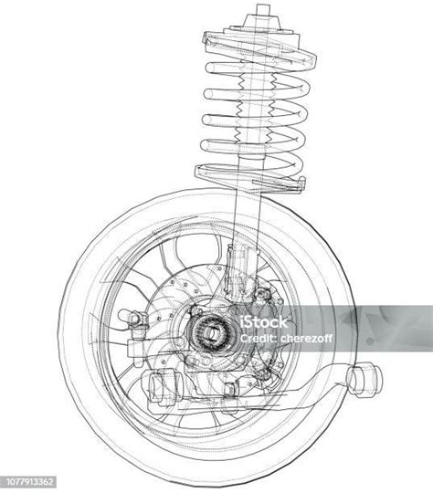 자동차 휠 타이어와 충격 흡수 서 스 펜 션 3차원 형태에 대한 스톡 벡터 아트 및 기타 이미지 3차원 형태 개념 개체 그룹 Istock