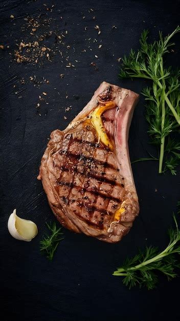 Premium Photo Steak Ribeye Grilled With Pepper And Garlic