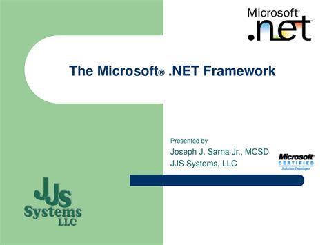 PPT The Microsoft NET Framework PowerPoint Presentation Free Download ID