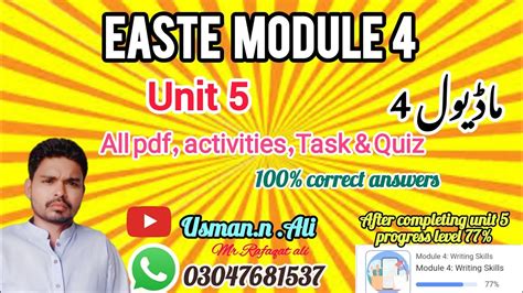 EaSTE Module 4 Unit 5 All Pdf, activities,Task & Quiz @Usman.n. - YouTube