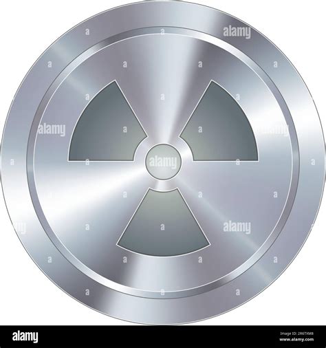 Radioactive Warning Icon On Round Stainless Steel Modern Industrial