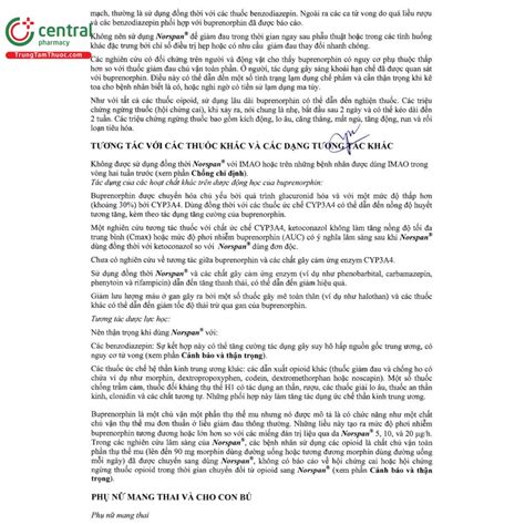 Thuốc Norspan 5 µgh điều Trị đau Không ác Tính Mức độ Trung Bình đến Nặng