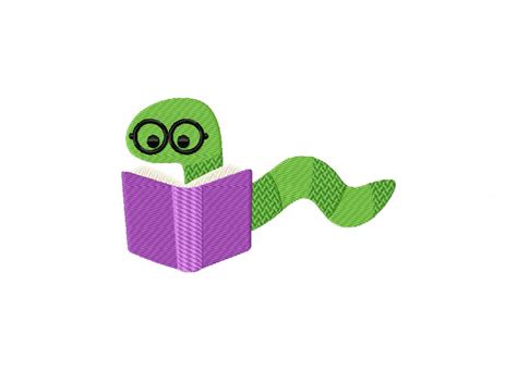 Reading Book Worm Embroidery Design Daily Embroidery