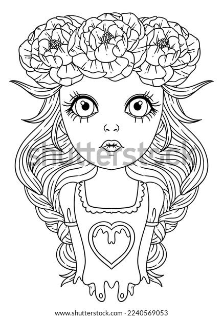 Goth Pop Art Manga Coloring Pages Stock Illustration 2240569053