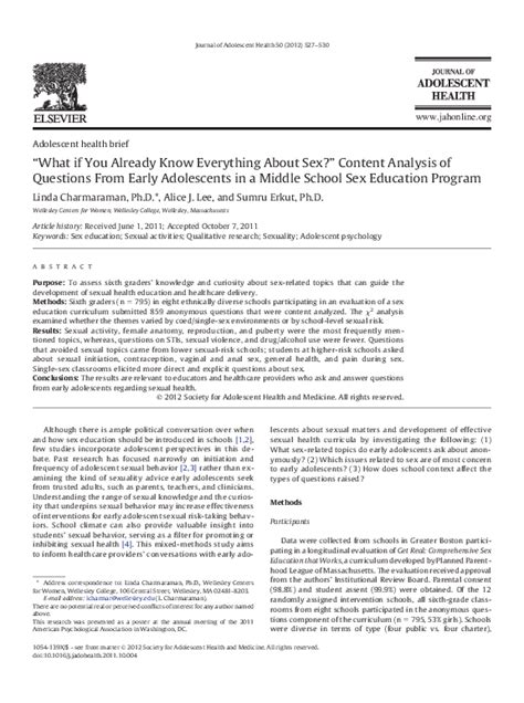 Pdf “what If You Already Know Everything About Sex” Content Analysis