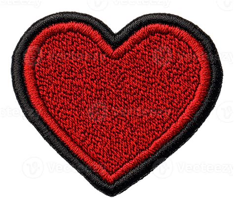 Red Heart Patch On Black Background Cut Out Stock 50482341 Png