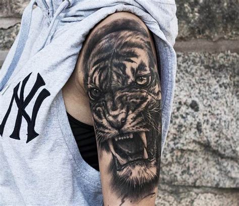 Black Tiger Tattoo Lion And Tiger Tattoos A Deep Dive Into Meanings