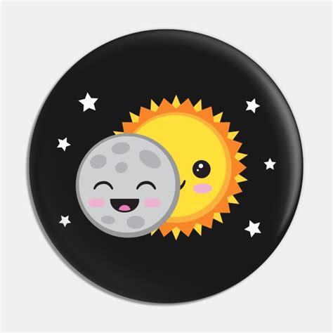 Cute Kawaii Solar Eclipse Cartoon Cute Eclipse Pin Teepublic