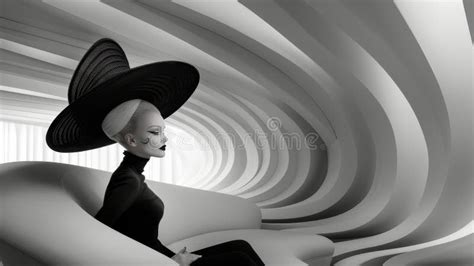 Avant Garde Makeup Model Stands Out In Monochromatic Geometric Setting