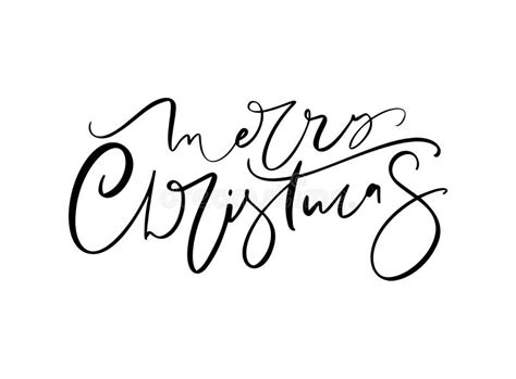 Merry Christmas Hand Drawn Lettering Vector Illustration Xmas