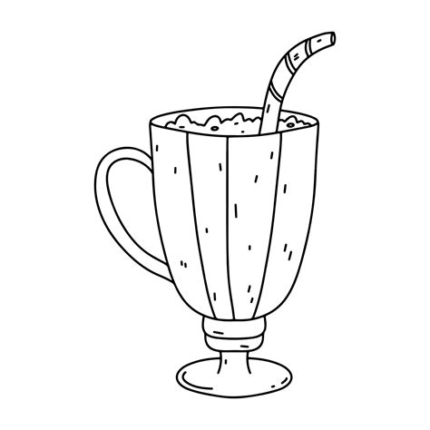 Cóctel En Estilo Garabato Lindo Vaso Dibujado A Mano De Bebida Dulce