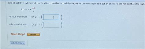 Solved Find All Relative Extrema Of The Function Use The