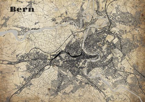 Klausundso Stadtplan Bern Im Vintage Style