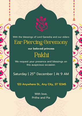 Explore Ear Piercing Ceremony Invitation Templates Canva