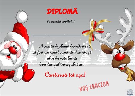 Diplome De La Moș Crăciun Cu Mesaje Pentru Copiii Cuminți
