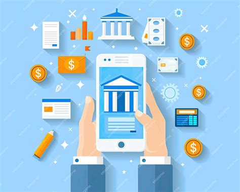 Mobile Banking User Accessing Bank Account On Phone Flat Design