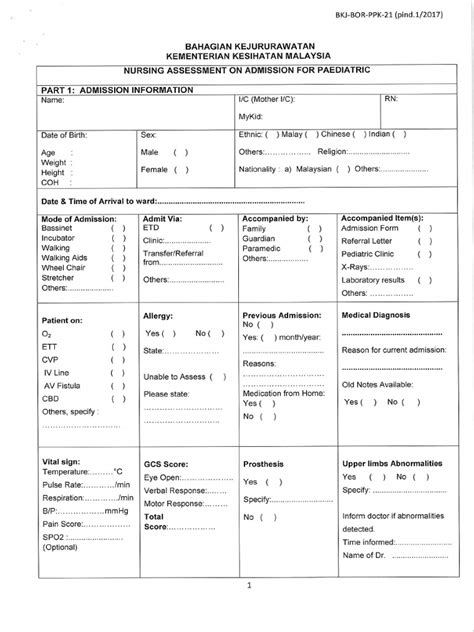 Paeds Assessment Form Baru Pdf