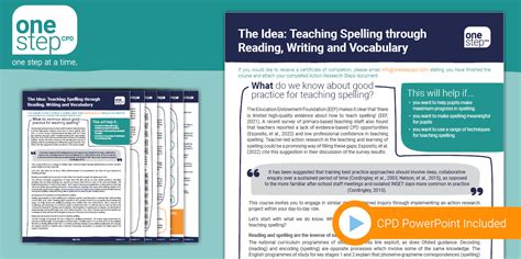 Cpd Teaching Spelling Through Reading Writing And Vocab