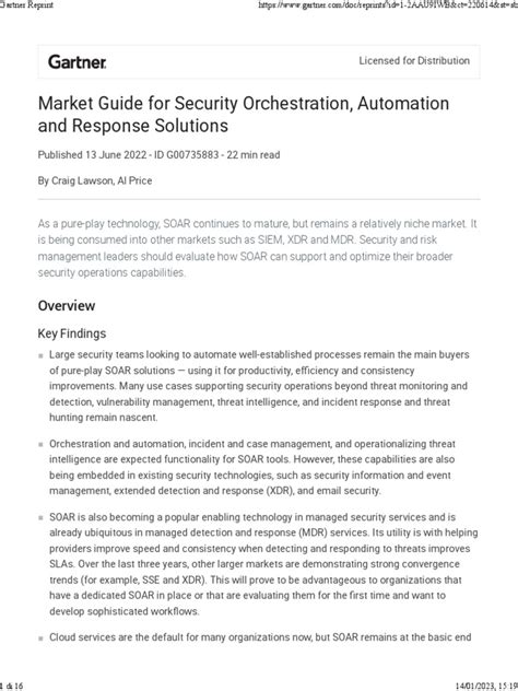 Gartner Market Guide For Security Orchestration Automation Pdf