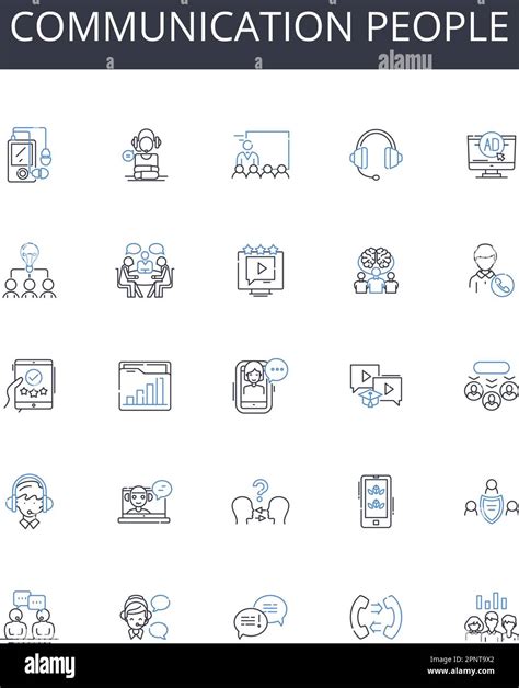 Communication People Line Icons Collection Correspondence Conversation Interaction Dialogue