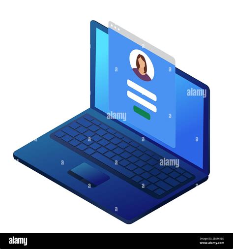 Laptop With Log In Or Sign In Screen Form Box Ui Web Template With