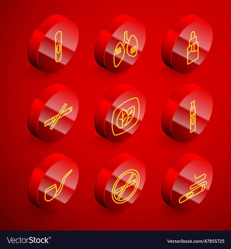 Set Line Cigar Disease Lungs Vape Liquid Bottle Vector Image