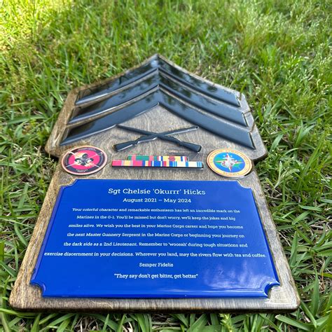 Custom Usmc Marine Corps Military Plaque Marine Chevron Going Away